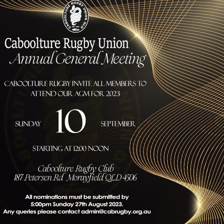 CABOOLTURE RUGBY UNION AGM - Caboolture Rugby Union